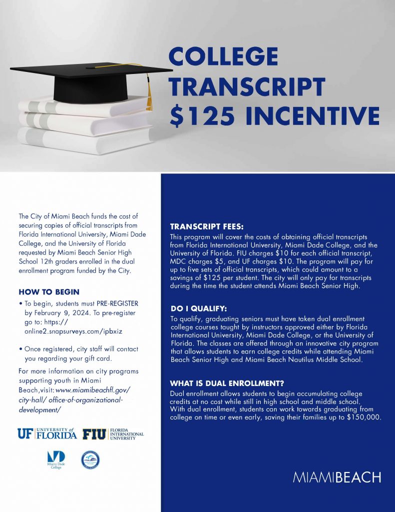 College Transcript Program - City of Miami Beach